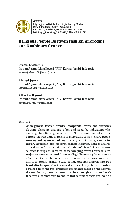 (PDF) Religious People Beetwen Fashion Androgini and Nonbinary Gender