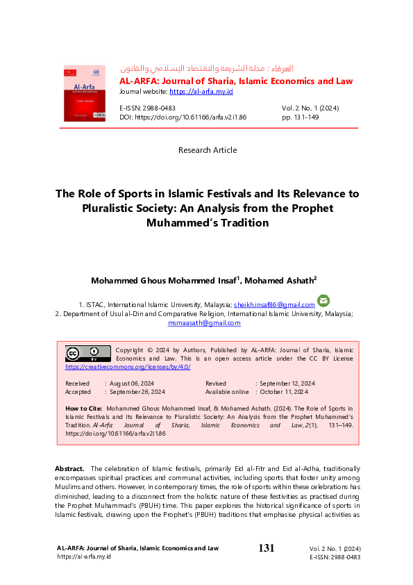 (PDF) The Role of Sports in Islamic Festivals and Its Relevance to ...