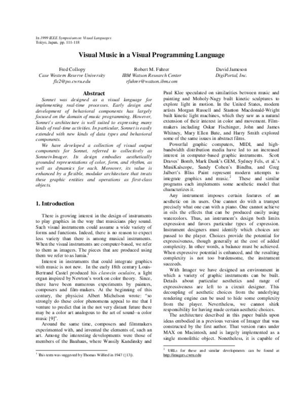 (PDF) Visual music in a visual programming language