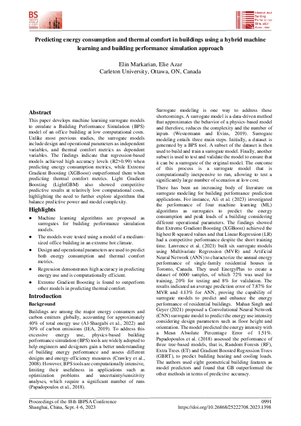 (PDF) Predicting energy consumption and thermal comfort in buildings using a hybrid machine ...