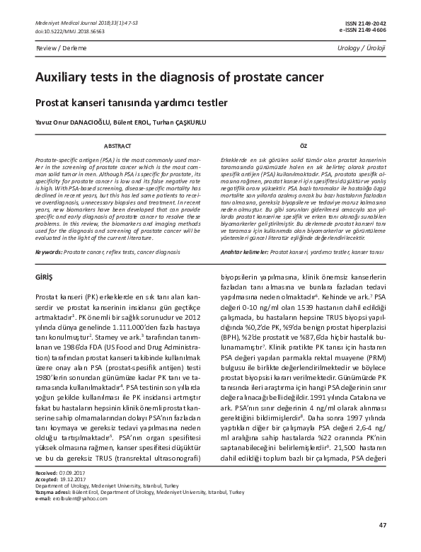 (PDF) Reflex Tests of Prostate Cancer Diagnosis