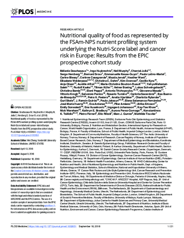 (PDF) Nutritional quality of food as represented by the FSAm-NPS ...
