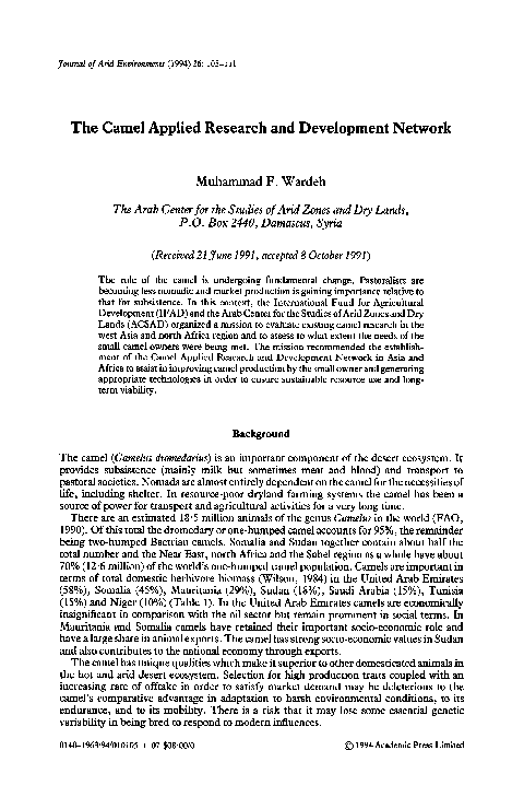 (PDF) The Camel Applied Research and Development Network