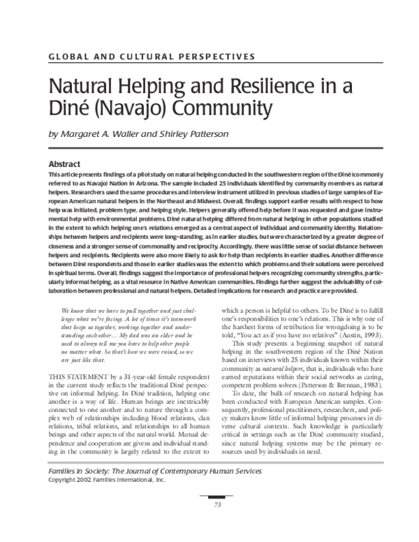 (PDF) Natural Helping and Resilience in a Diné (Navajo) Community
