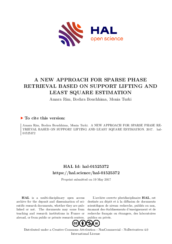 (PDF) A New Approach for Sparse Phase Retrieval Based on Support ...