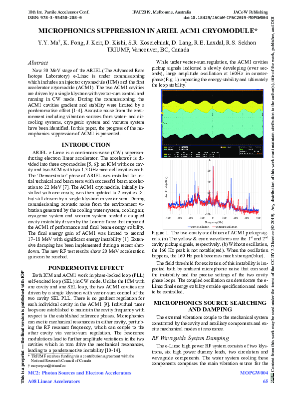 (PDF) Microphonics Suppression In Ariel Acm1 Cry- Omodule