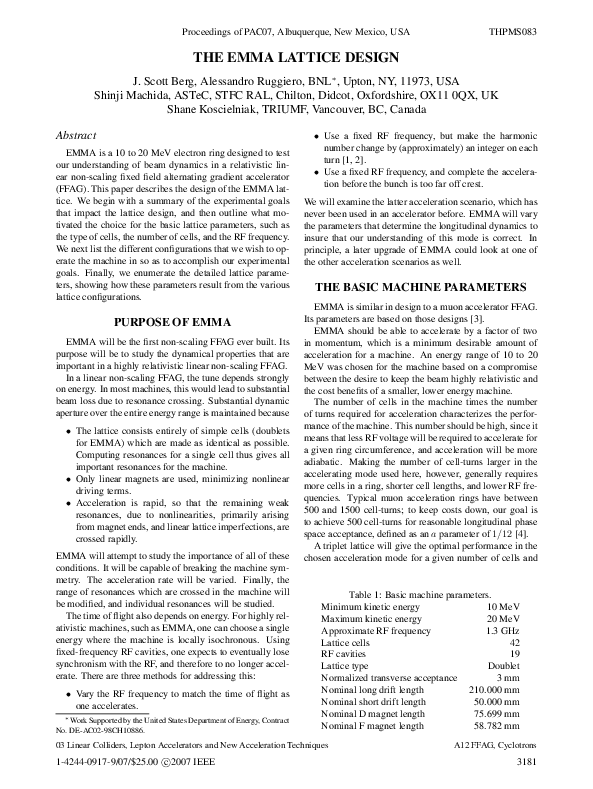 (PDF) The EMMA lattice design