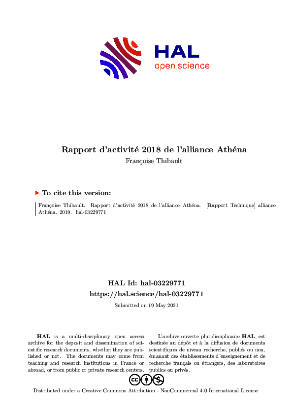 (PDF) alliance Athéna Activity Report 2018