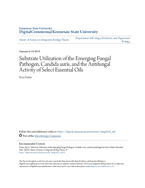 (PDF) Substrate Utilization of the Emerging Fungal Pathogen, Candida ...