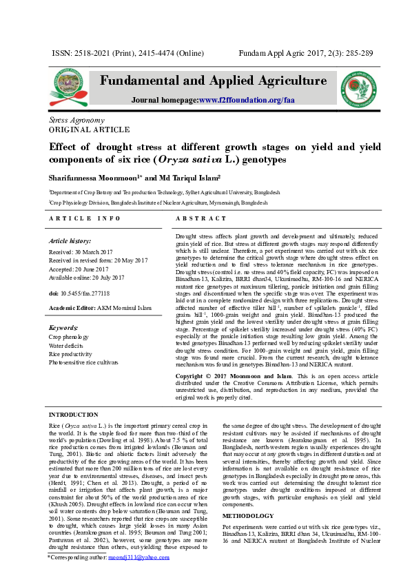 (PDF) Effect of Drought Stress at Different Growth Stages on Yield and Yield Components of Six ...