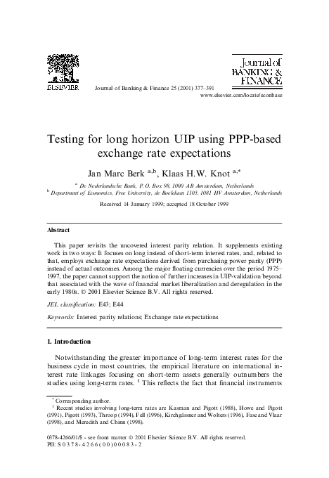 (PDF) Testing for long horizon UIP using PPP-based exchange rate ...