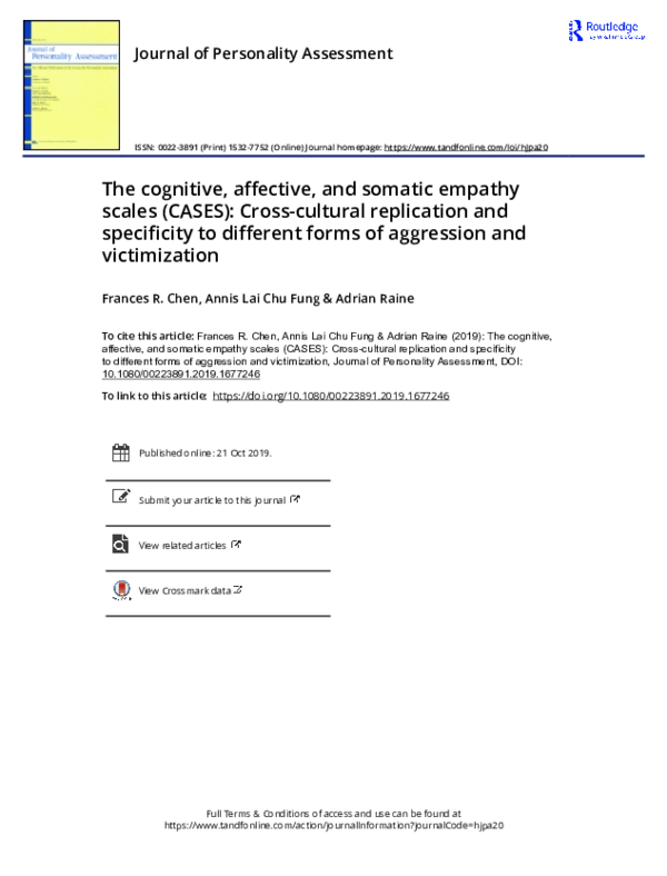 (PDF) The Cognitive, Affective, and Somatic Empathy Scales (CASES) for ...