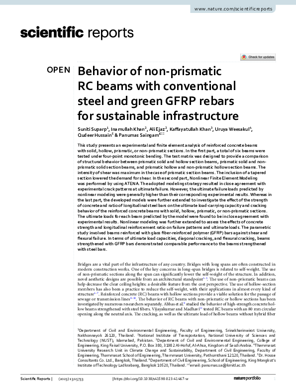 (PDF) Behavior of non-prismatic RC beams with conventional steel and ...