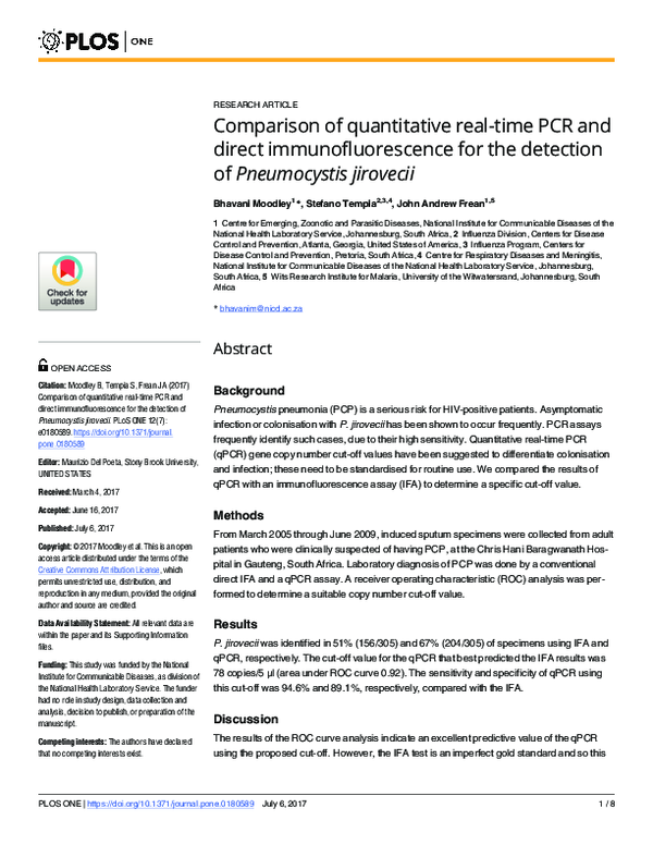 (PDF) Comparison of quantitative real-time PCR and direct ...