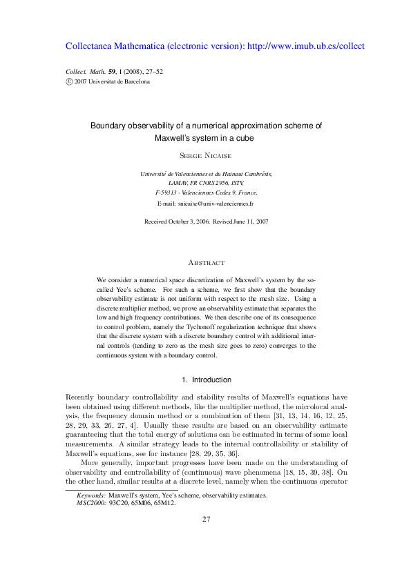 (PDF) Boundary observability of a numerical approximation scheme of ...