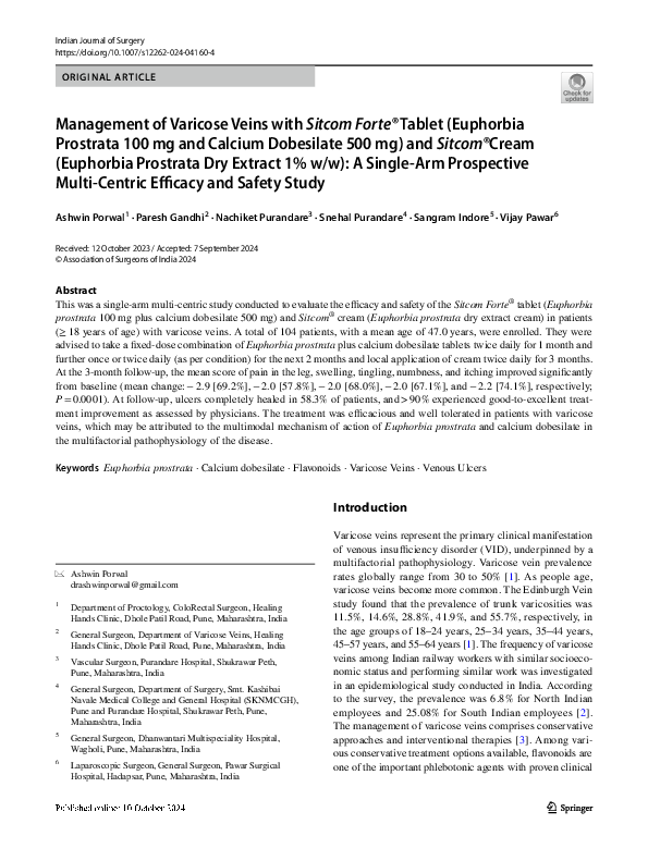 (PDF) Management of Varicose Veins with Sitcom Forte® Tablet (Euphorbia ...