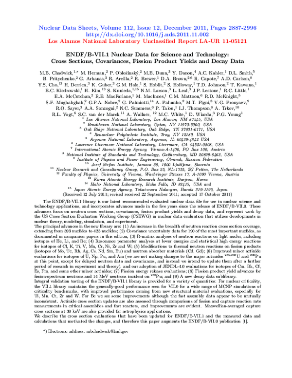 (PDF) ENDF/B-VII.1 Nuclear Data for Science and Technology: Cross ...