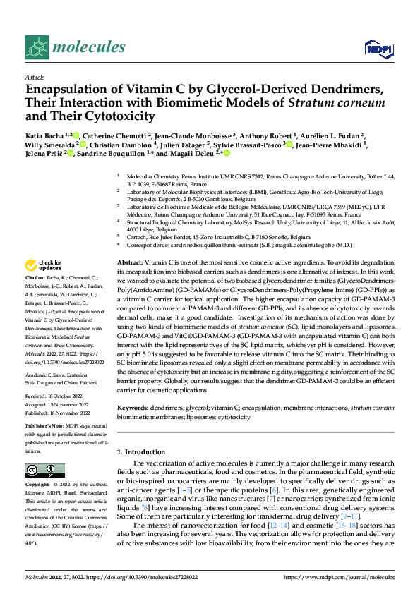 (PDF) Encapsulation of Vitamin C by Glycerol-Derived Dendrimers, Their ...