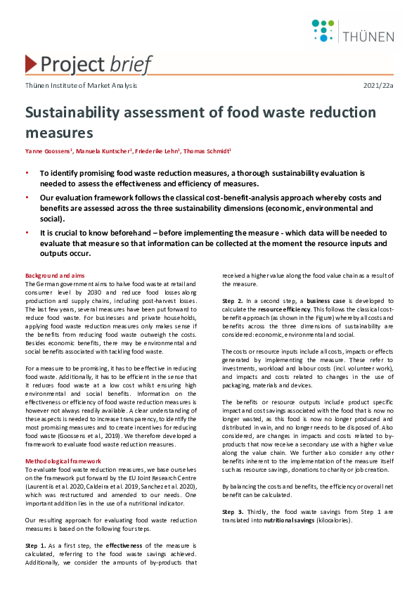 (PDF) Sustainability assessment of food waste reduction measures