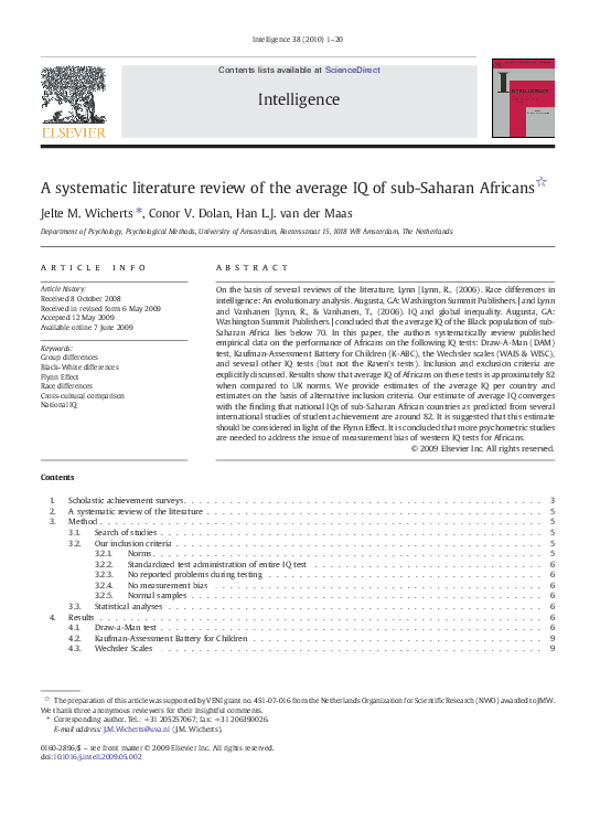 (PDF) A systematic literature review of the average IQ of sub-Saharan ...