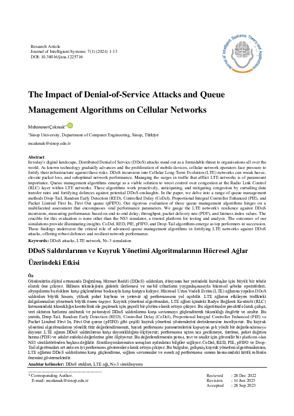 (PDF) The Impact of Denial-of-Service Attacks and Queue Management Algorithms on Cellular Networks