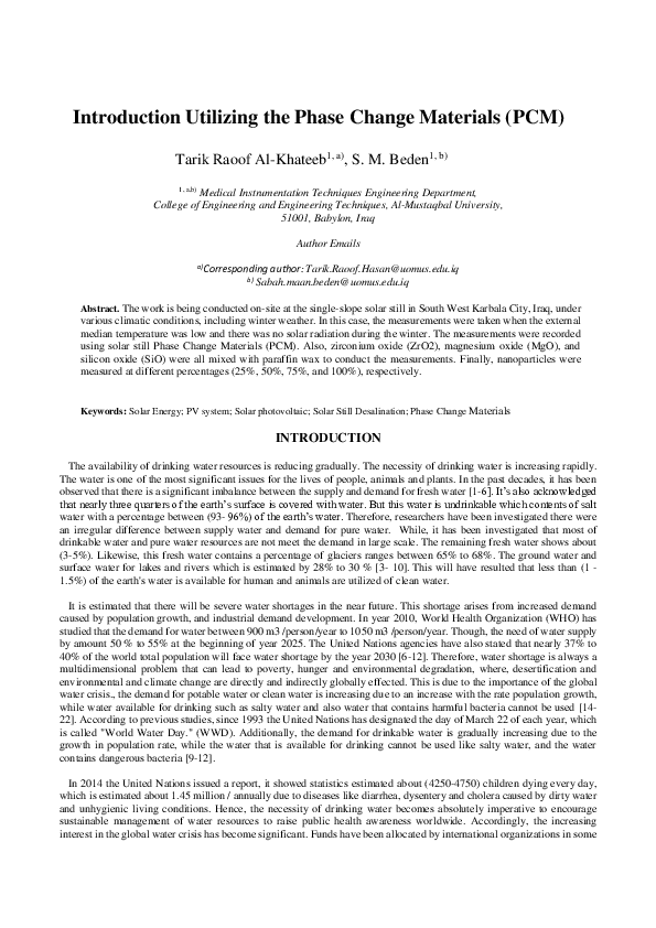 (PDF) Introduction Utilizing the Phase Change Materials (PCM