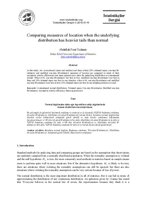 (PDF) Comparing measures of location when the underlying distribution ...
