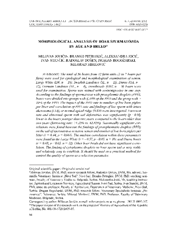 (PDF) Morphological analysis of boar spermatozoa by age and breed