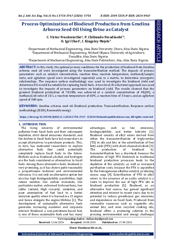 (PDF) Process Optimization of Biodiesel Production from Gmelina Arborea ...