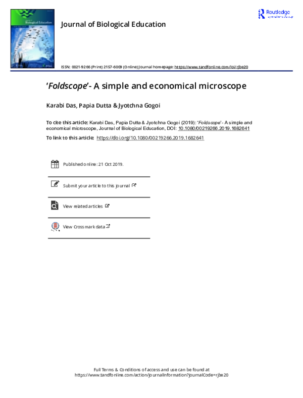 (PDF) ‘Foldscope’- A simple and economical microscope