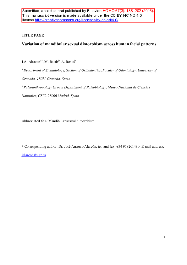 (PDF) Variation of mandibular sexual dimorphism across human facial ...