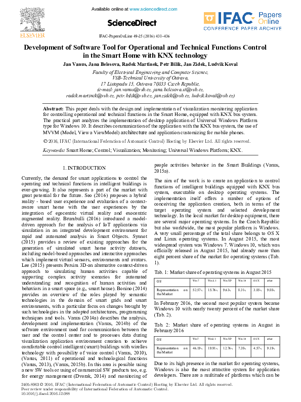 (PDF) Development of Software Tool for Operational and Technical Functions Control in the Smart ...
