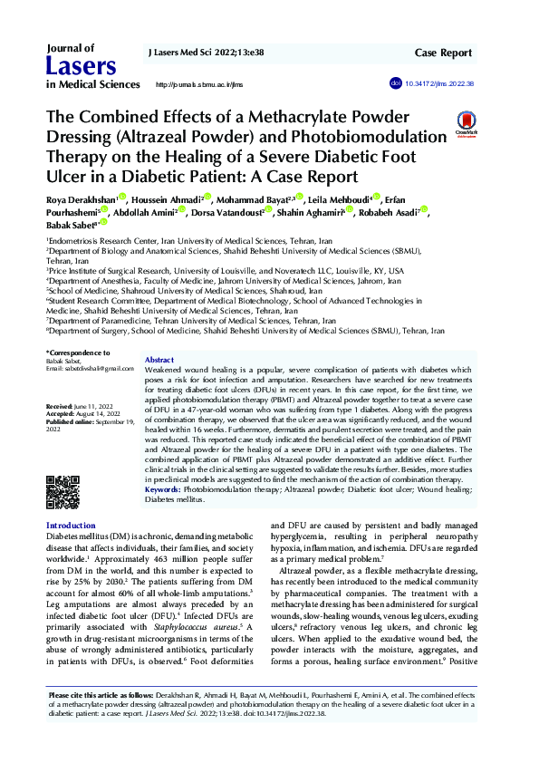 (PDF) The Combined Effects of a Methacrylate Powder Dressing (Altrazeal ...