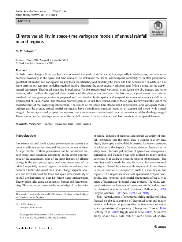 (PDF) Climate variability in space-time variogram models of annual ...