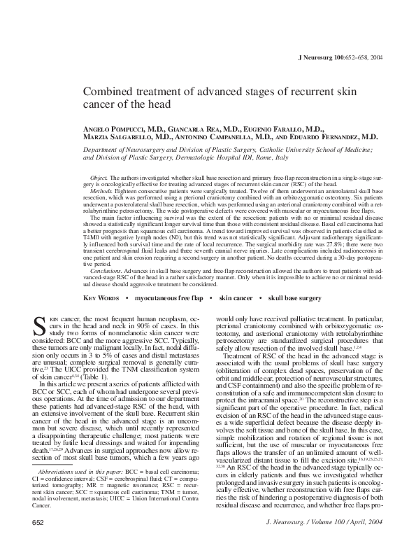 (PDF) Combined treatment of advanced stages of recurrent skin cancer of ...