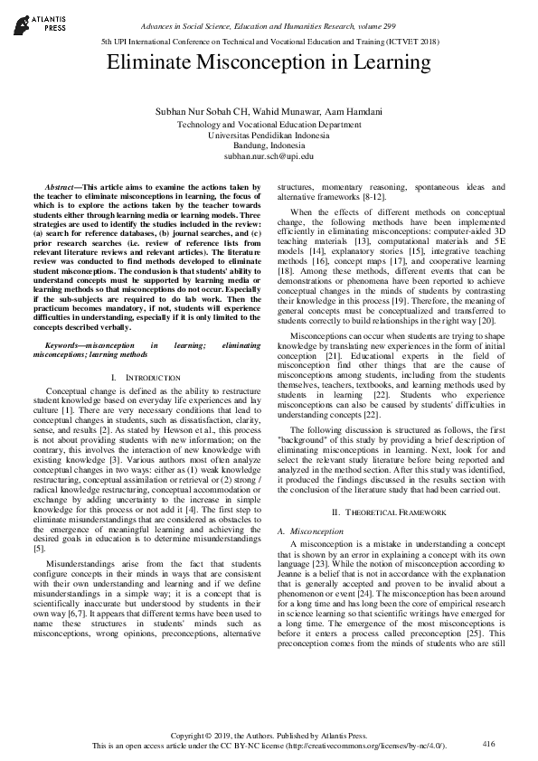 (PDF) Eliminate Misconception in Learning