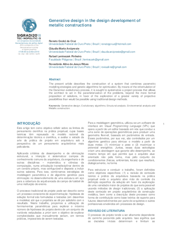 (PDF) Generative design in the design development of metallic constructions