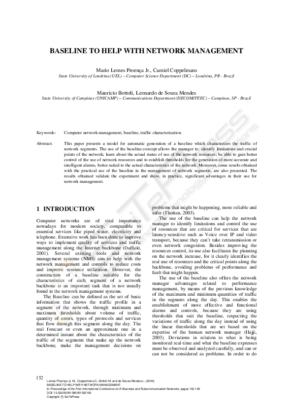 (PDF) Baseline to help with network management