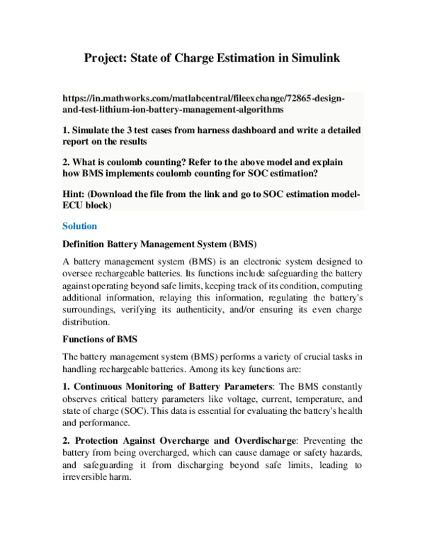 (PDF) State of Charge Estimation in Simulink