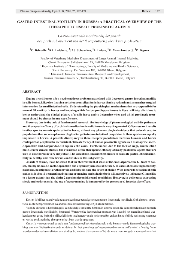 (PDF) Gastro-intestinal motility in horses: A practical overview of the ...