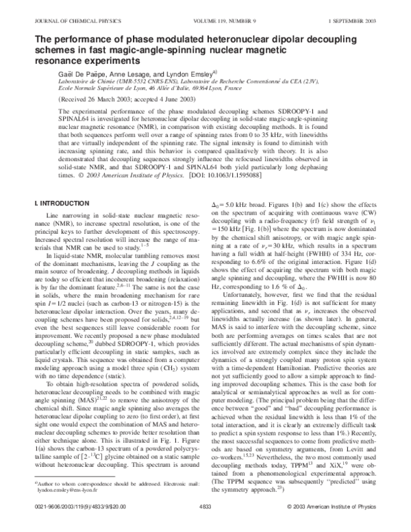(PDF) Phase Modulated Decoupling in Solid-State NMR