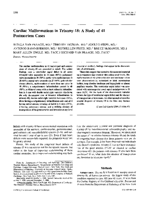 (PDF) Cardiac malformations in trisomy-18: A study of 41 postmortem cases