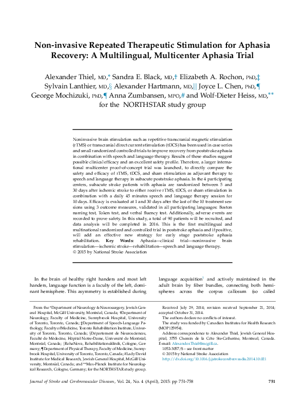 (PDF) Non-invasive Repeated Therapeutic Stimulation for Aphasia ...