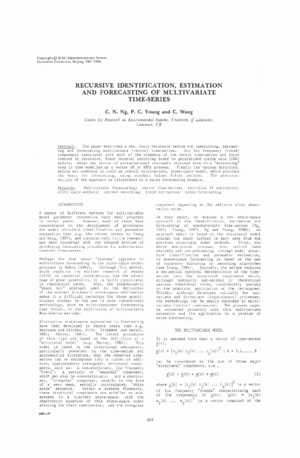 (PDF) Recursive Identification. Estimation and Forecasting of Multivariate Time-series