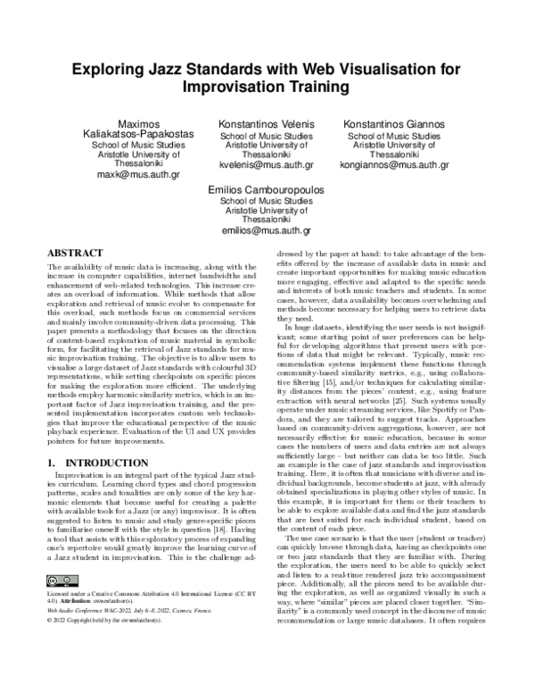(PDF) Exploring Jazz Standards with Web Visualisation for Improvisation Training