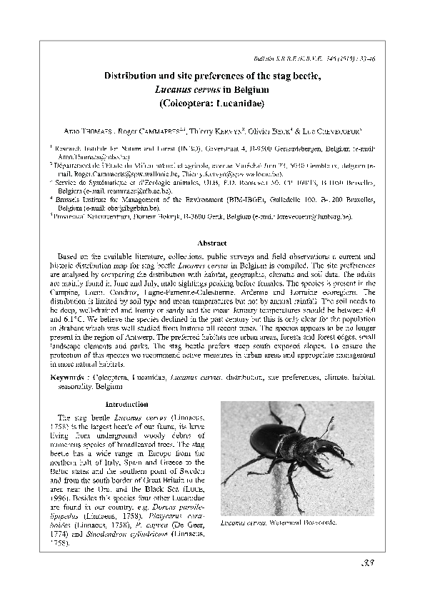 (PDF) Distribution and site preferences of the stag beetle, Lucanus ...