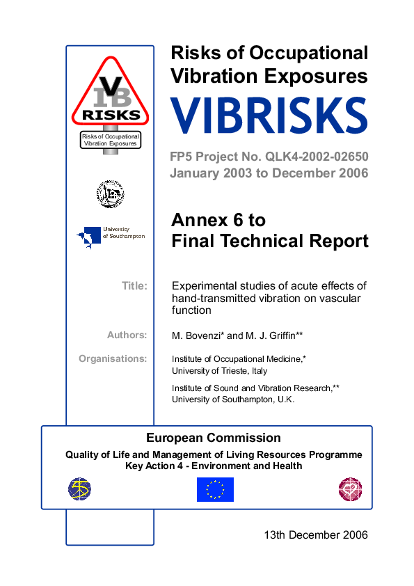 (PDF) Risks of Occupational Vibration Exposures
