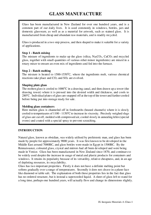 (PDF) GLASS MANUFACTURE