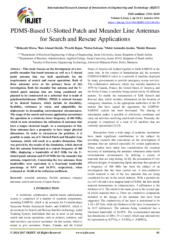 (PDF) PDMS-Based U-Slotted Patch and Meander Line Antennas for Search and Rescue Applications