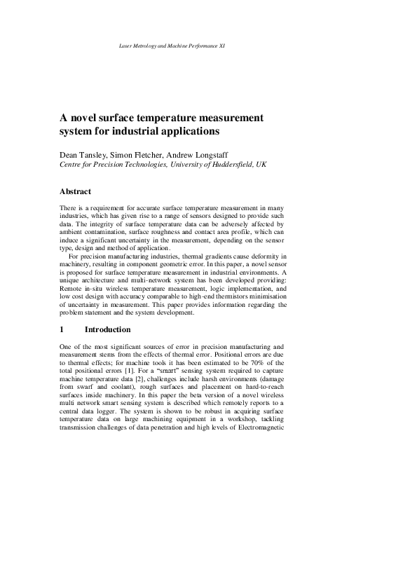 (PDF) A novel surface temperature measurement system for industrial ...